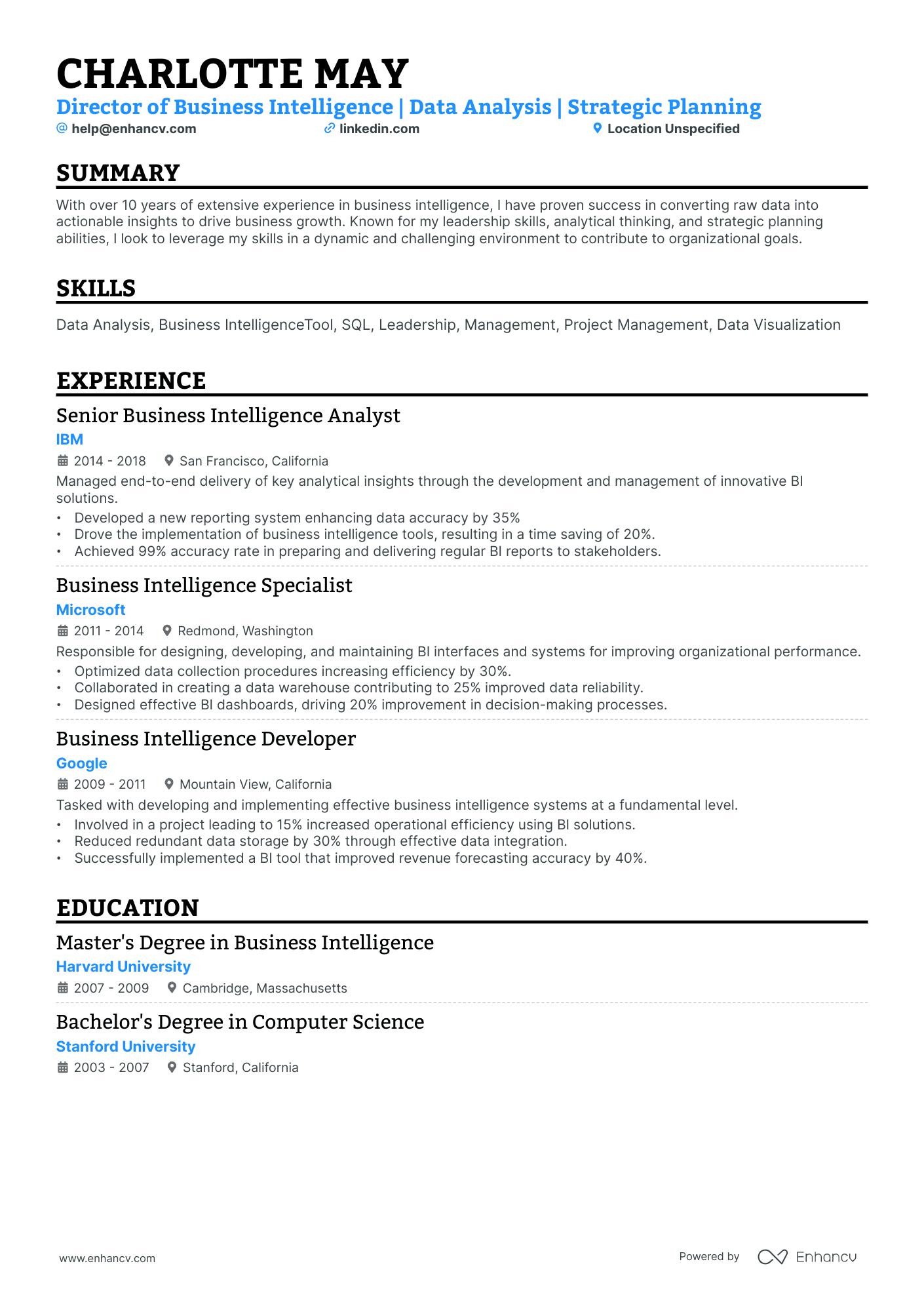 10 Business Intelligence Director Resume Examples & Guide for 2026