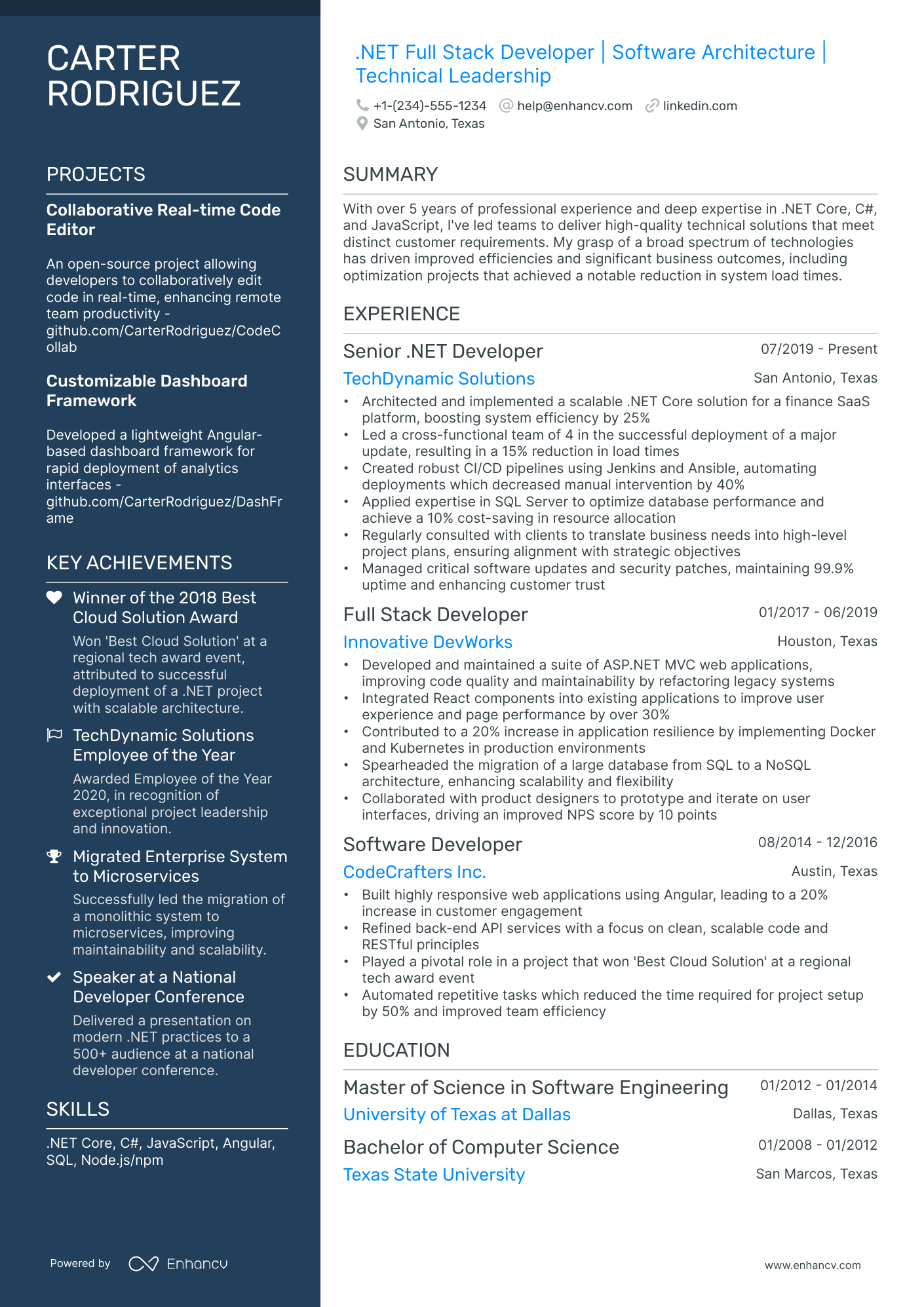 10 .Net Full-Stack Developer Resume Examples & Guide for 2025