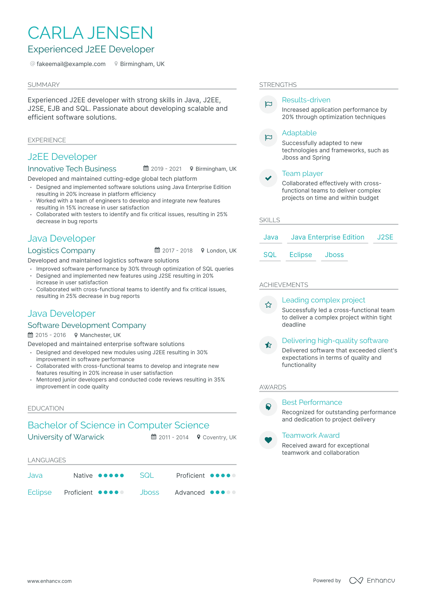 5 J2EE Developer Resume Examples & Guide for 2023