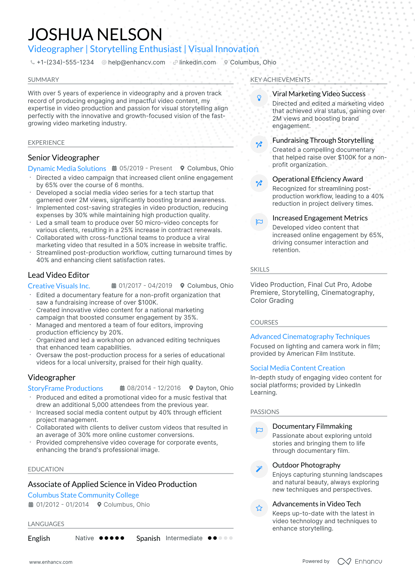 10 Freelance Videographer Resume Examples & Guide for 2026