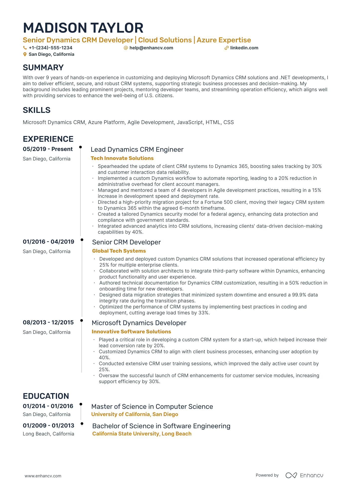 10 CRM Developer Resume Examples & Guide for 2025