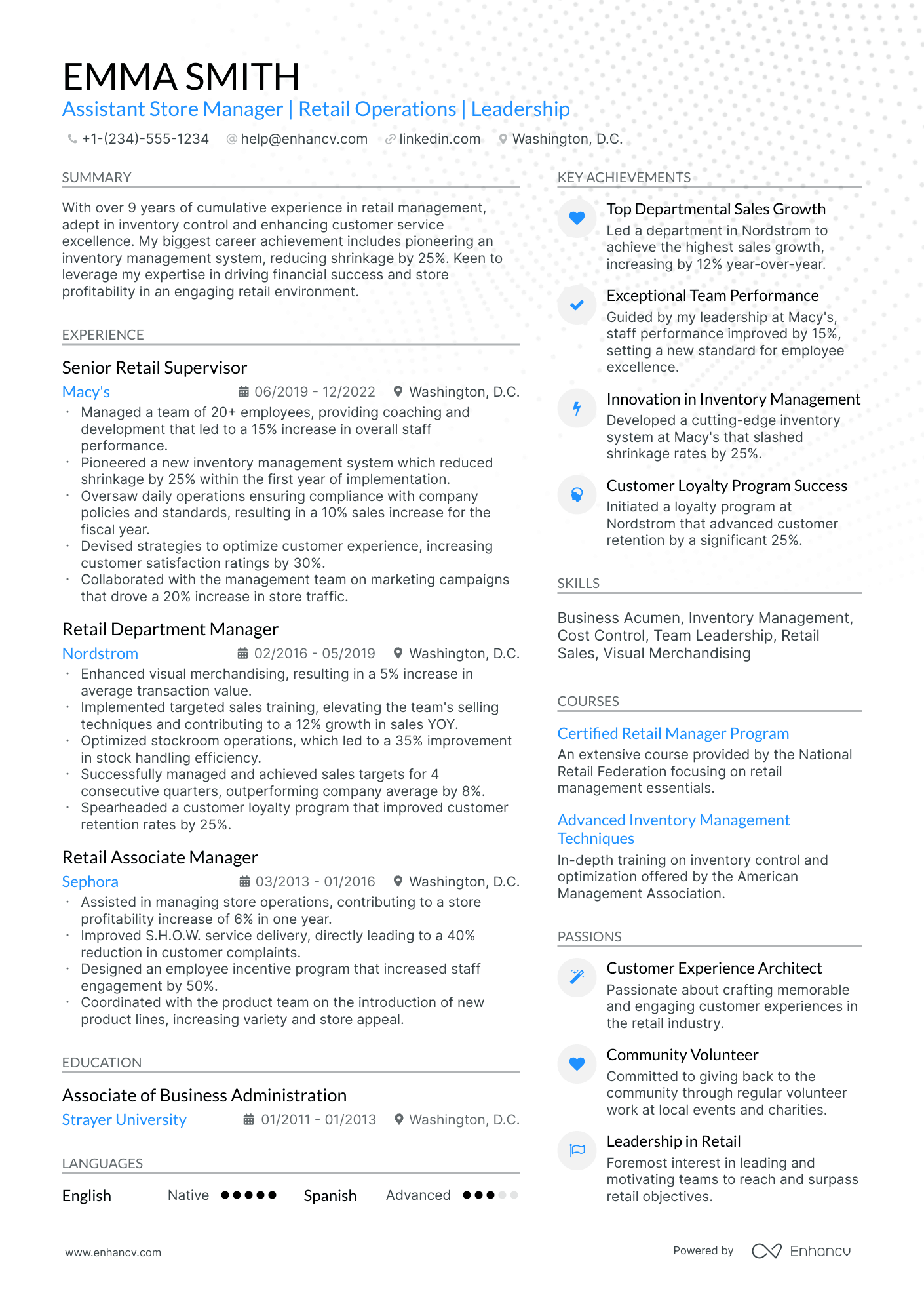 10 Retail Assistant Store Manager Resume Examples & Guide for 2025