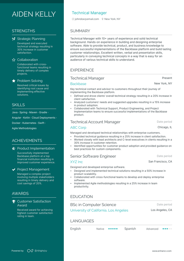 5 Technical Manager Resume Examples & Guide for 2023