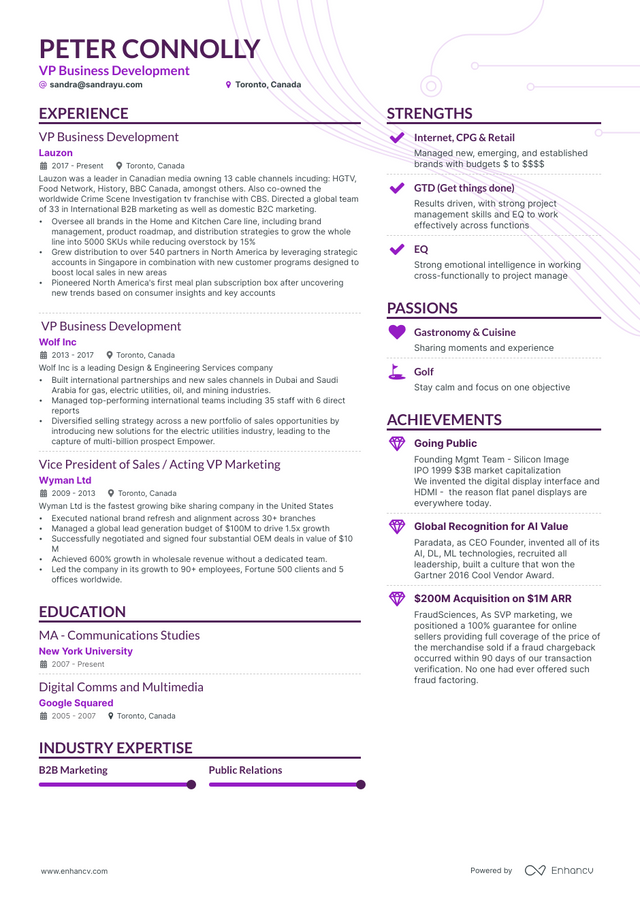 5 VP Business Development Resume Examples & Guide for 2023
