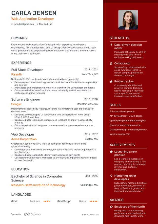 5 Web Application Developer Resume Examples & Guide for 2023
