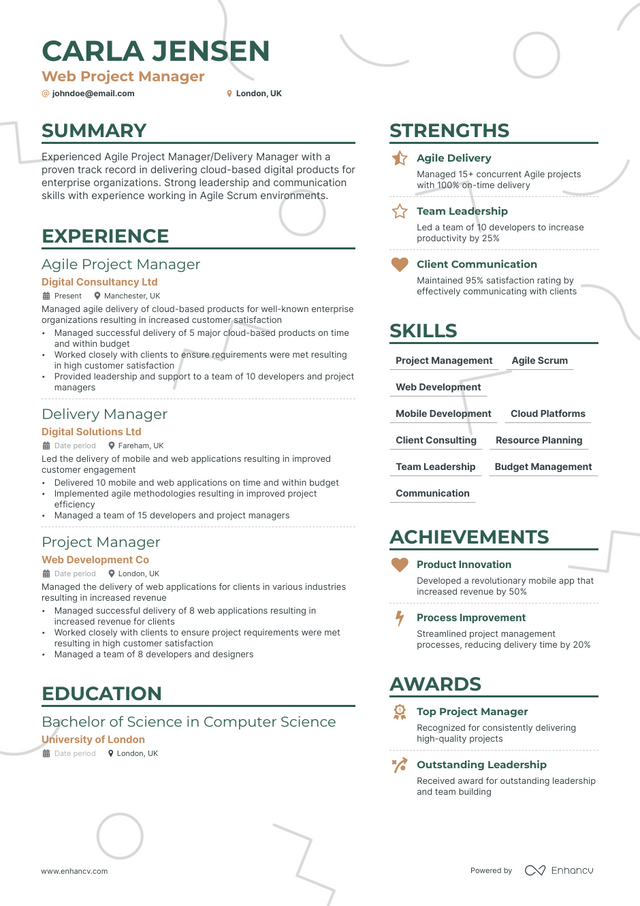 5 Web Project Manager Resume Examples & Guide for 2023