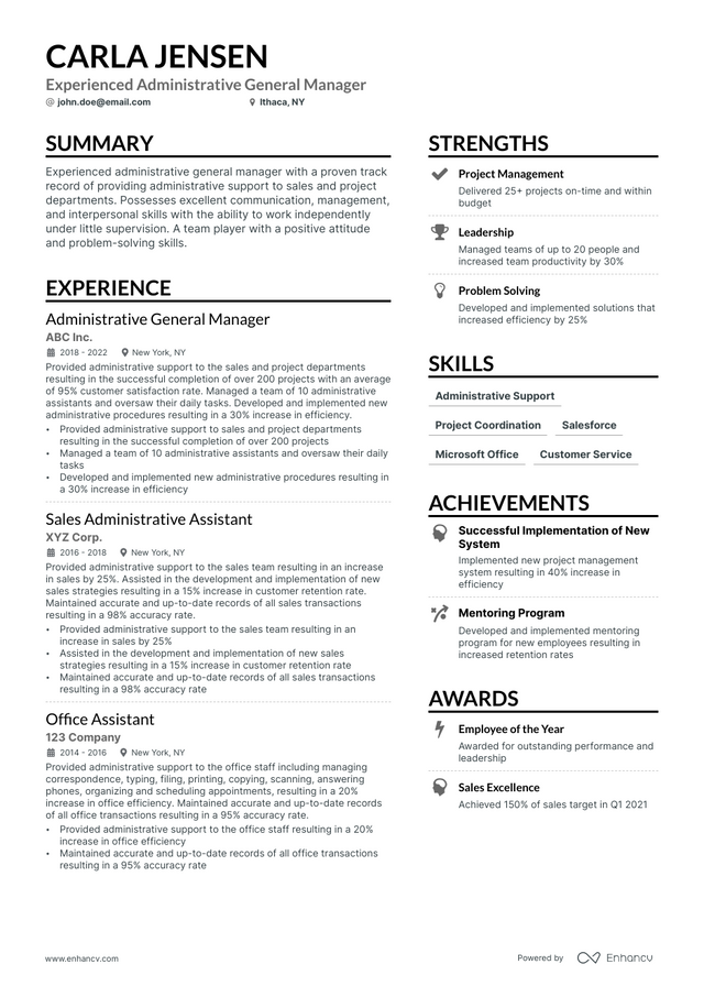 5 Administrative General Manager Resume Examples & Guide for 2023