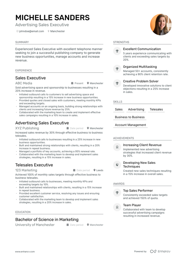 5 Advertising Sales Executive Resume Examples & Guide for 2023