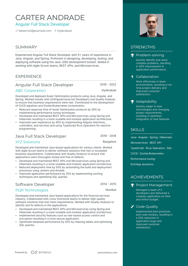 5 Angular Full Stack Developer Resume Examples & Guide for 2023