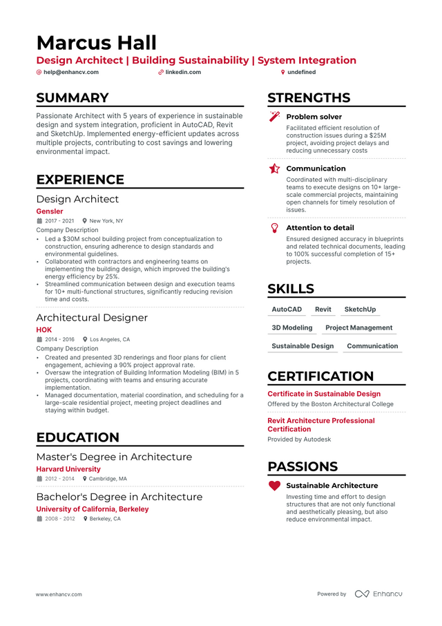 5 Architecture Intern Resume Examples & Guide for 2023