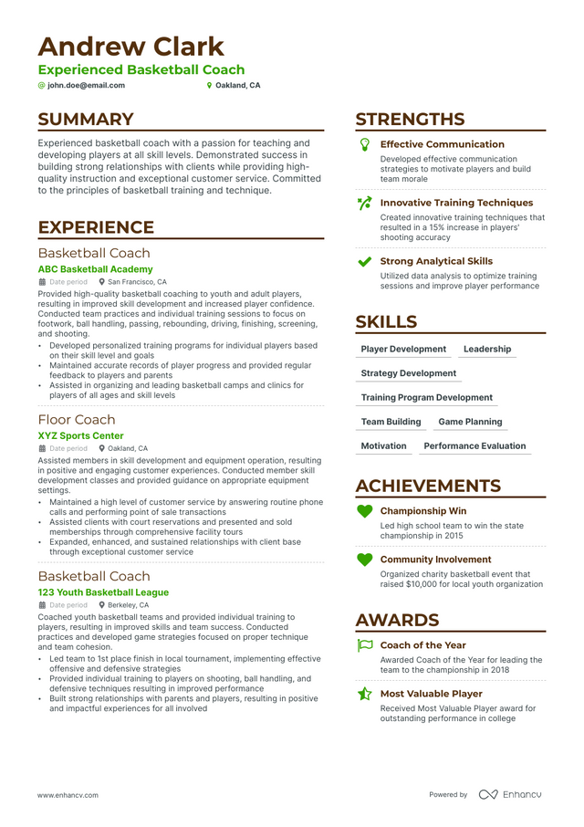 5 Basketball Coach Resume Examples & Guide for 2023