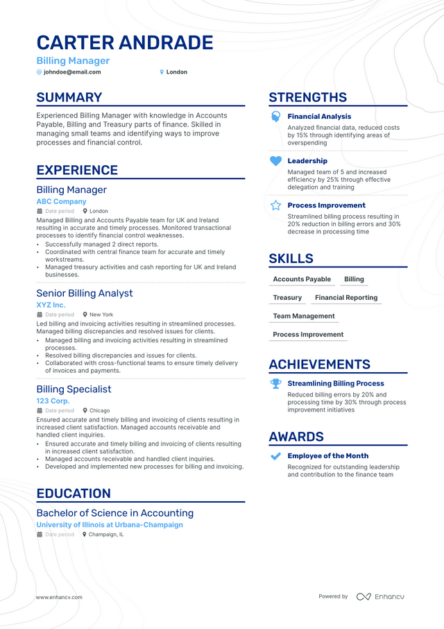 5 Billing Manager Resume Examples & Guide for 2023