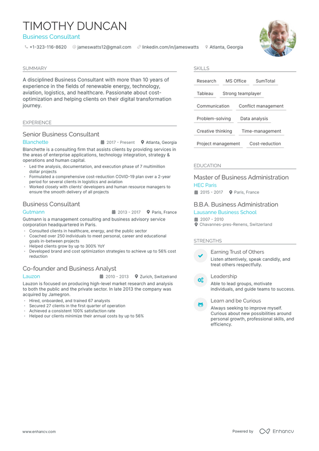 5 Business Consultant Resume Examples & Guide for 2023