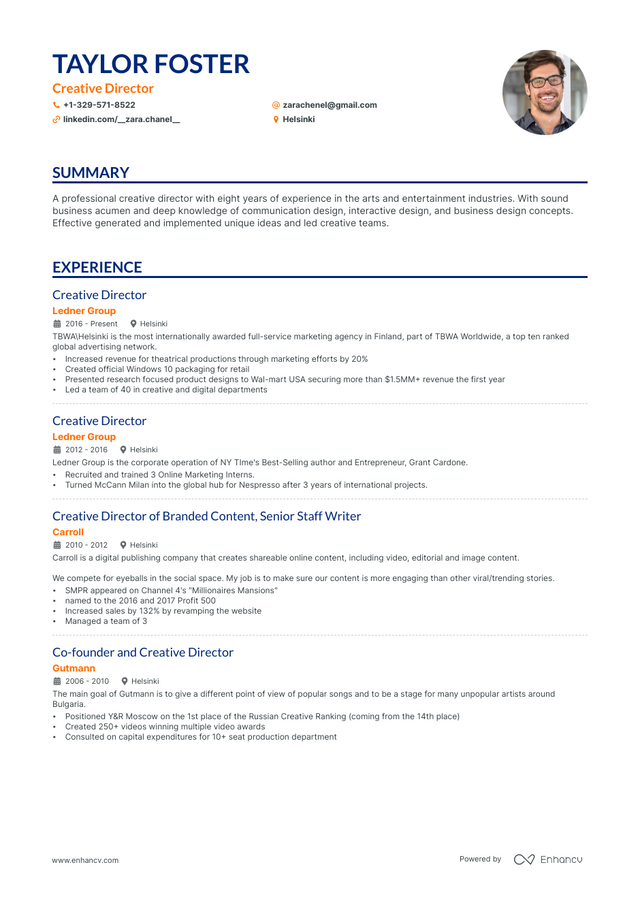 5 Creative Director Resume Examples & Guide for 2023