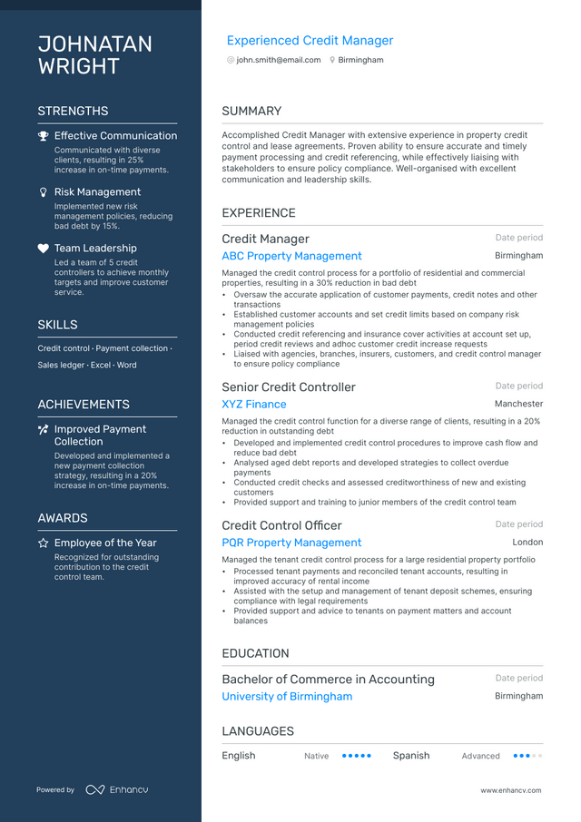 5 Credit Manager Resume Examples & Guide for 2023