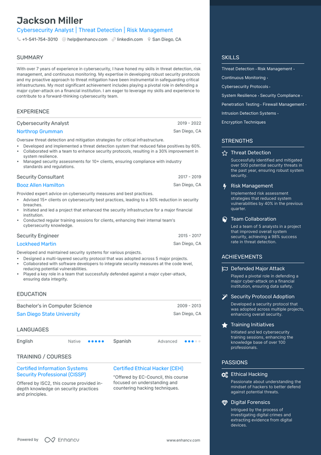 5 Cyber Security Analyst Resume Examples & Guide for 2023