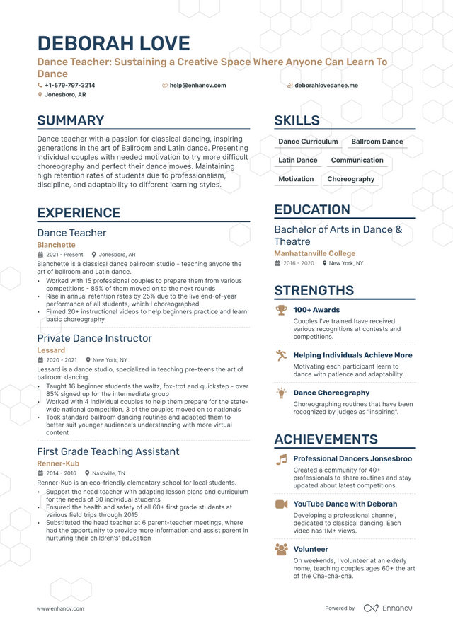 5 Dance Teacher Resume Examples & Guide for 2023