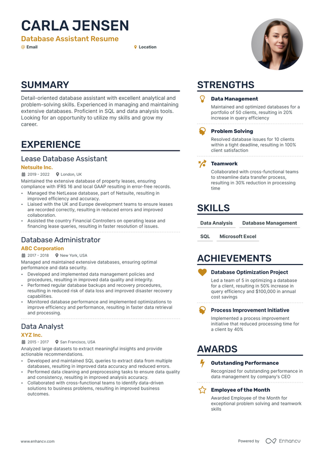 5 Database Assistant Resume Examples & Guide for 2023