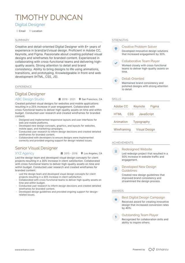 5 Digital Designer Resume Examples & Guide for 2023