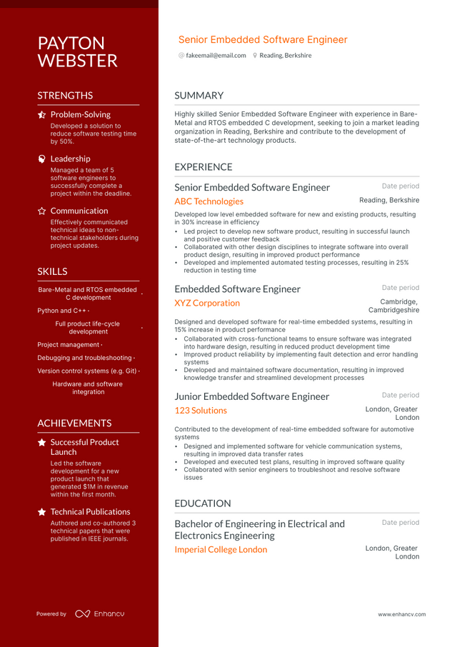 5 Embedded Software Engineer Resume Examples & Guide for 2023