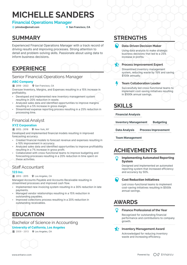 5 Financial Operations Manager Resume Examples & Guide for 2023
