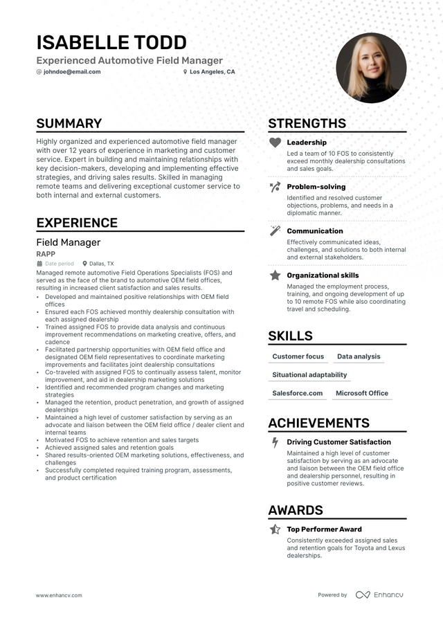 5 Field Manager Resume Examples & Guide for 2023