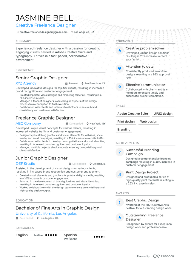 5 Freelance Designer Resume Examples & Guide for 2023