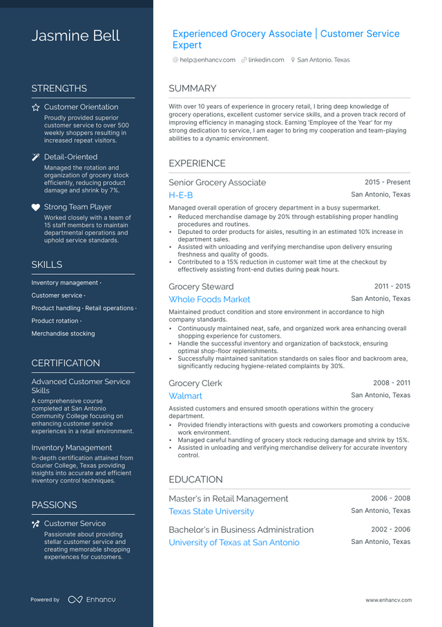 5 Grocery Stocker Resume Examples & Guide for 2023