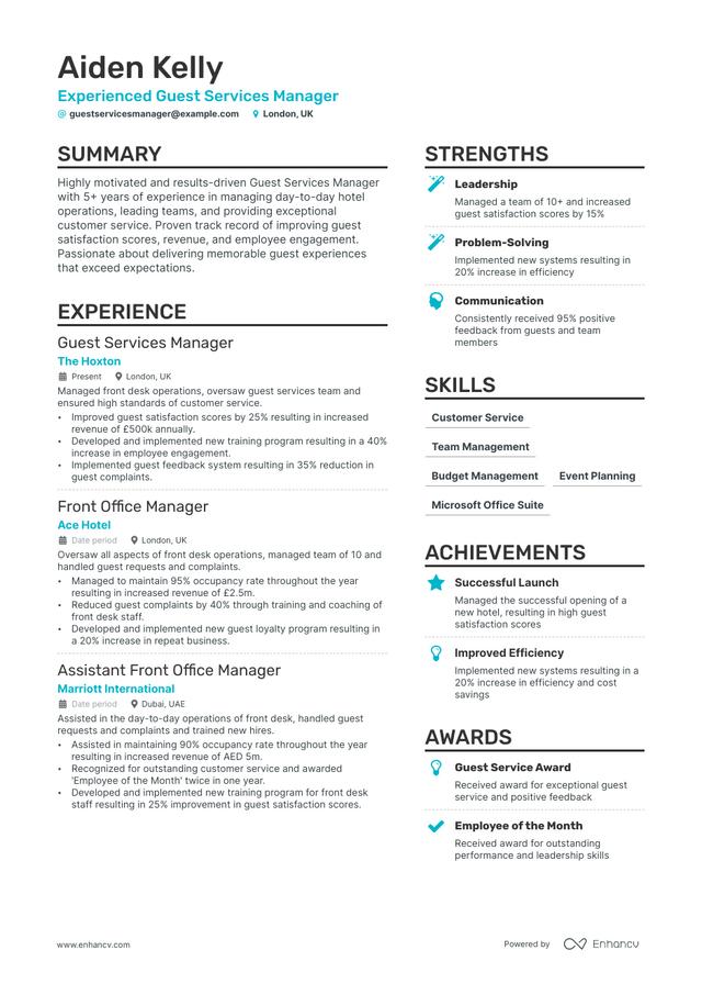 5 Guest Services Manager Resume Examples & Guide for 2023