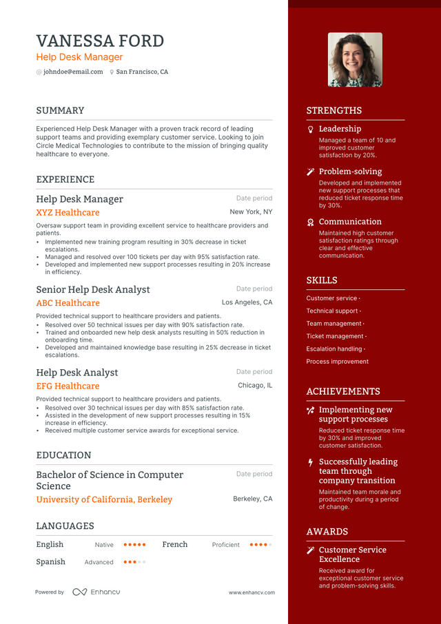 5 Help Desk Manager Resume Examples & Guide for 2023