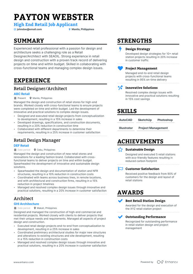 5 High End Retail Resume Examples & Guide for 2023