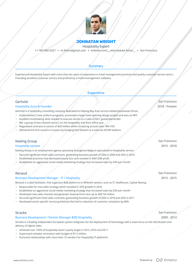 5 Hospitality Resume Examples & Guide for 2023