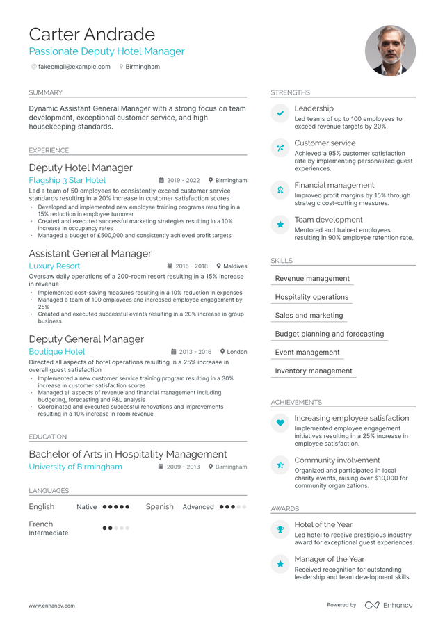 5 Hotel General Manager Resume Examples & Guide for 2023