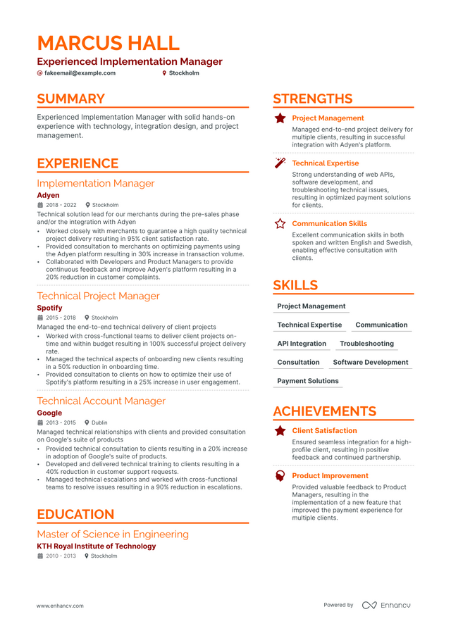 5 Implementation Manager Resume Examples & Guide for 2023