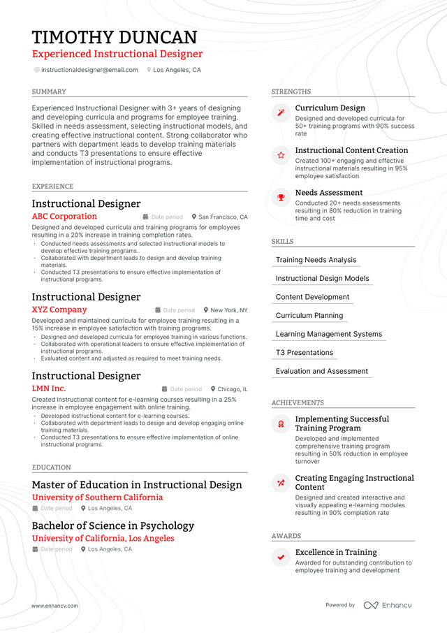5 Instructional Designer Resume Examples & Guide for 2023