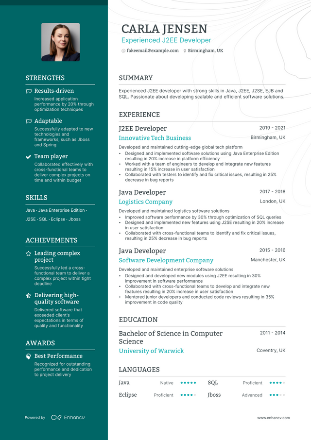 5 J2EE Developer Resume Examples & Guide for 2023