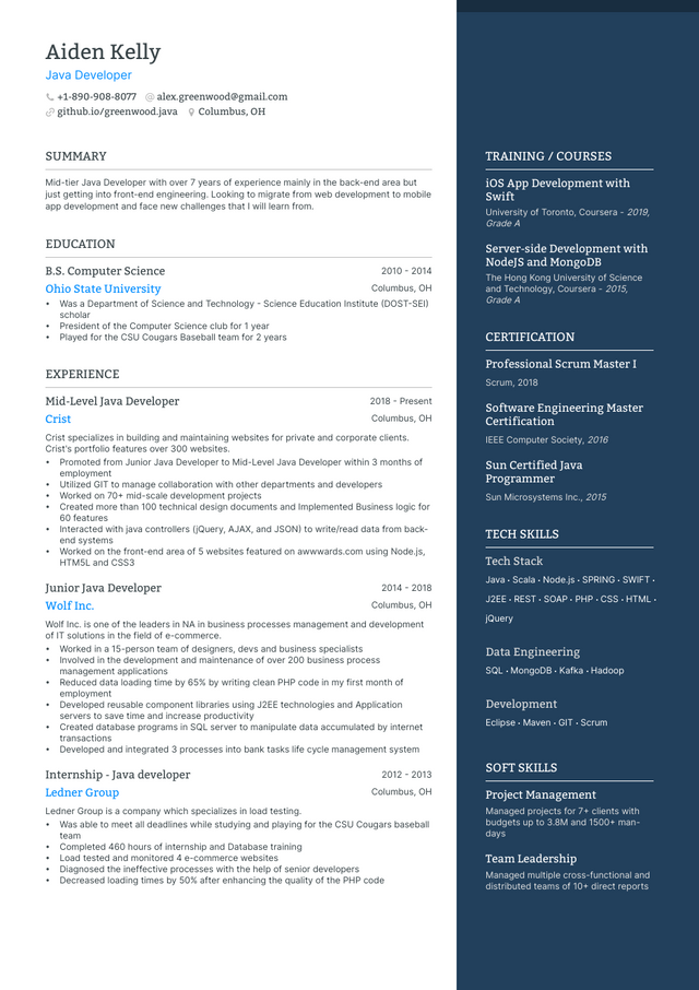 8 Java Developer Resume Examples & Guide for 2023