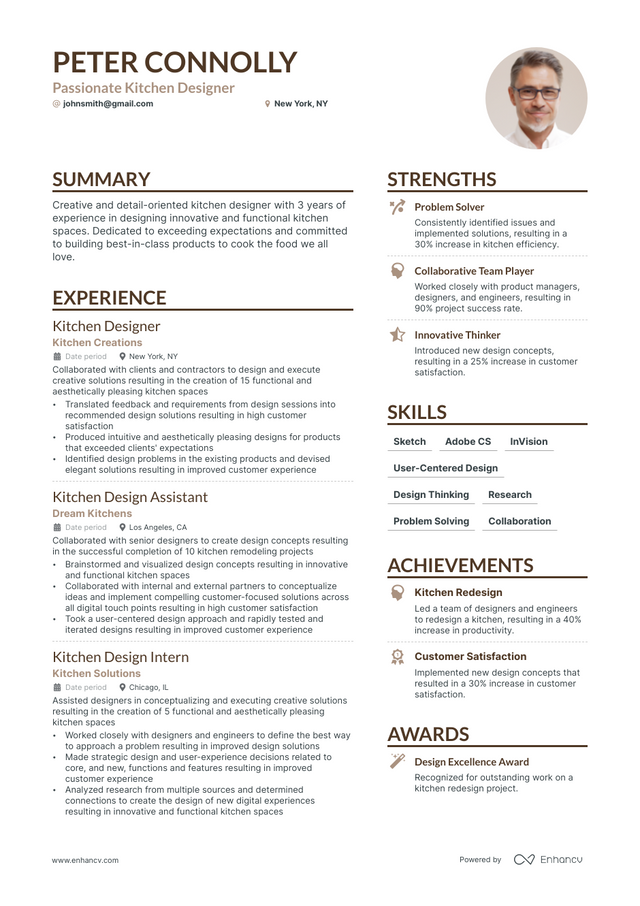5 Kitchen Designer Resume Examples & Guide for 2023