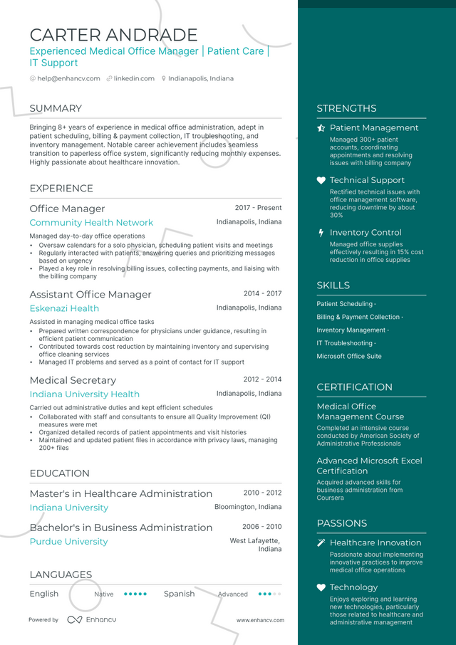 5 Medical Office Manager Resume Examples & Guide for 2023