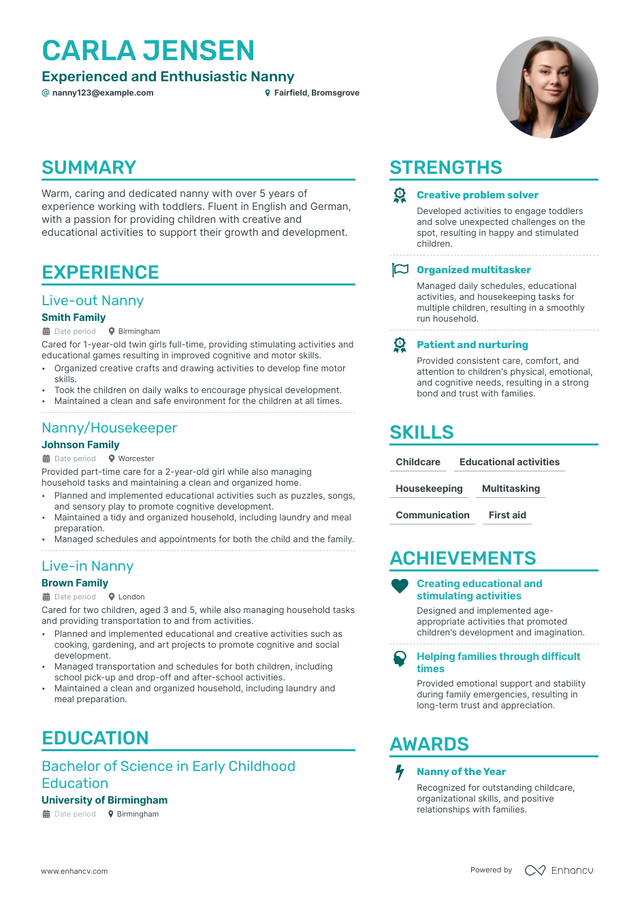 5 Nanny Resume Examples & Guide for 2023