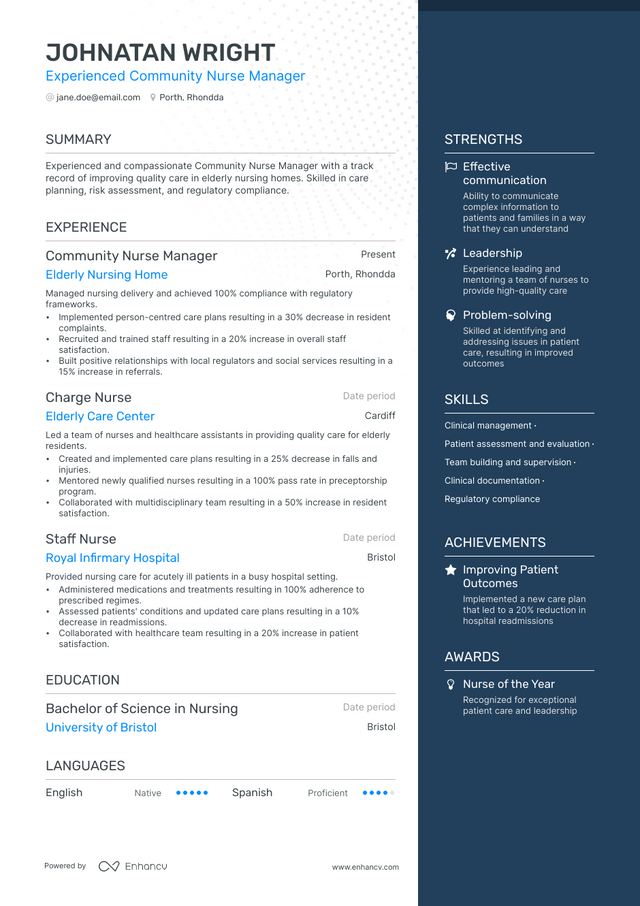 5 Nurse Manager Resume Examples & Guide for 2023