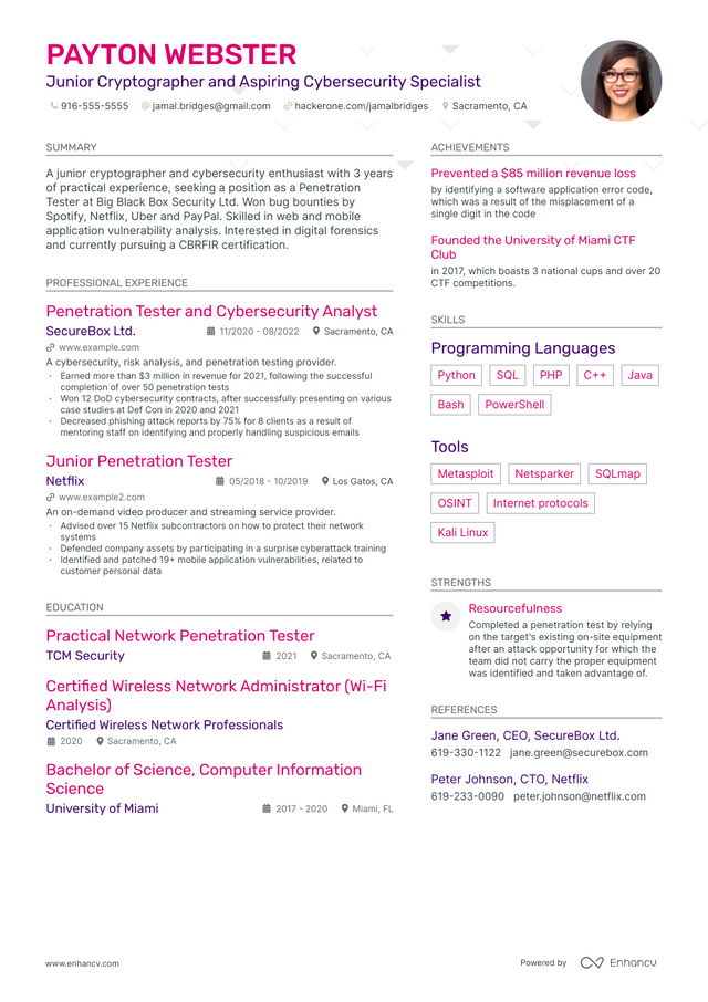 5 Penetration Tester Resume Examples & Guide for 2023