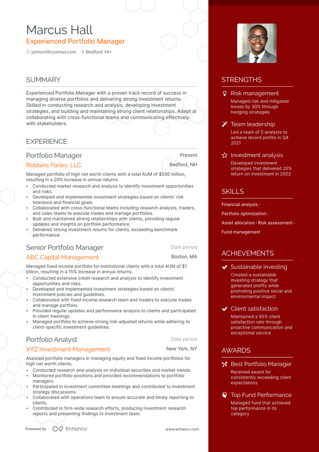 5 Portfolio Manager Resume Examples & Guide for 2023