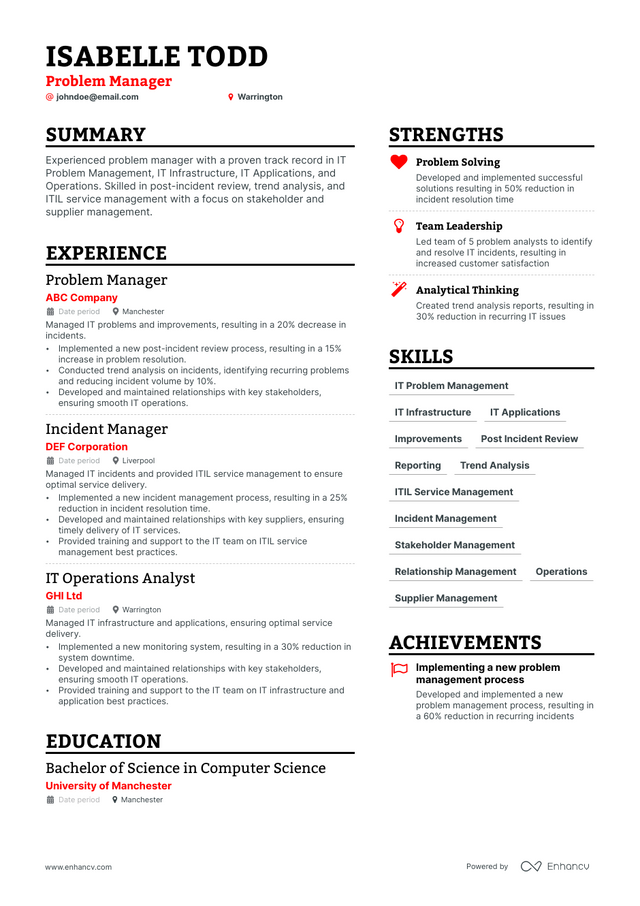 5 Problem Manager Resume Examples & Guide for 2023