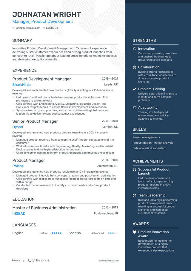 5 Product Development Manager Resume Examples & Guide for 2023