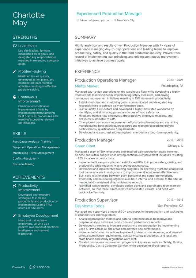 5 Production Manager Resume Examples & Guide for 2023