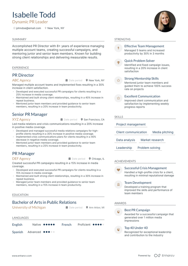 5 Public Relations Director Resume Examples & Guide for 2023