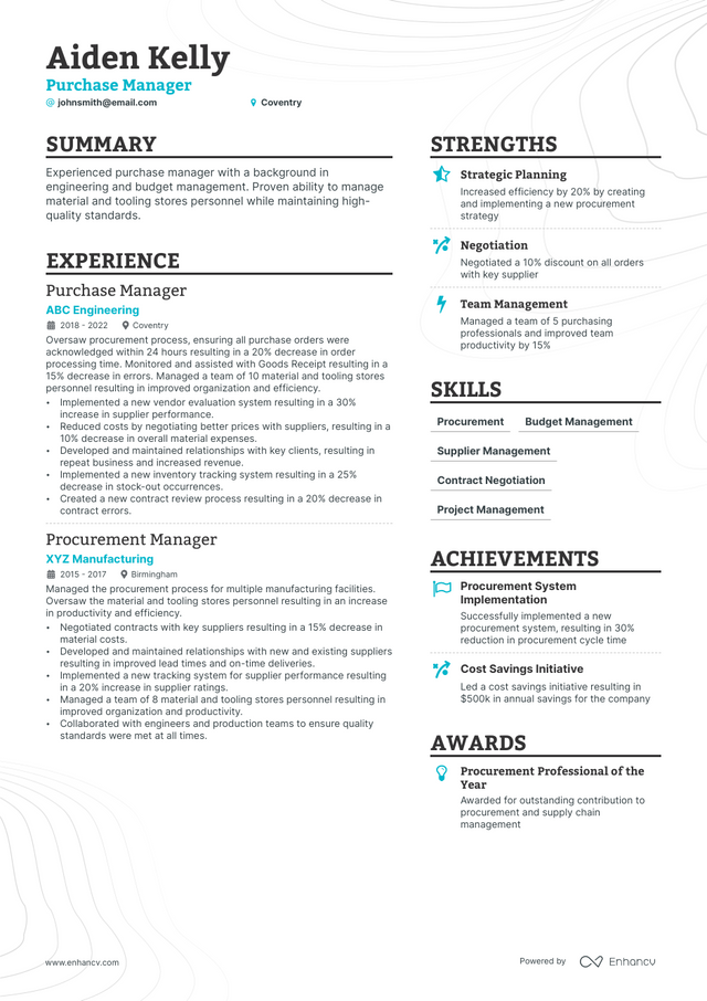 5 Purchase Manager Resume Examples & Guide for 2023