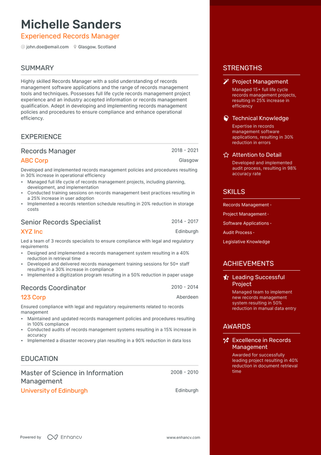 5 Records Manager Resume Examples & Guide for 2023
