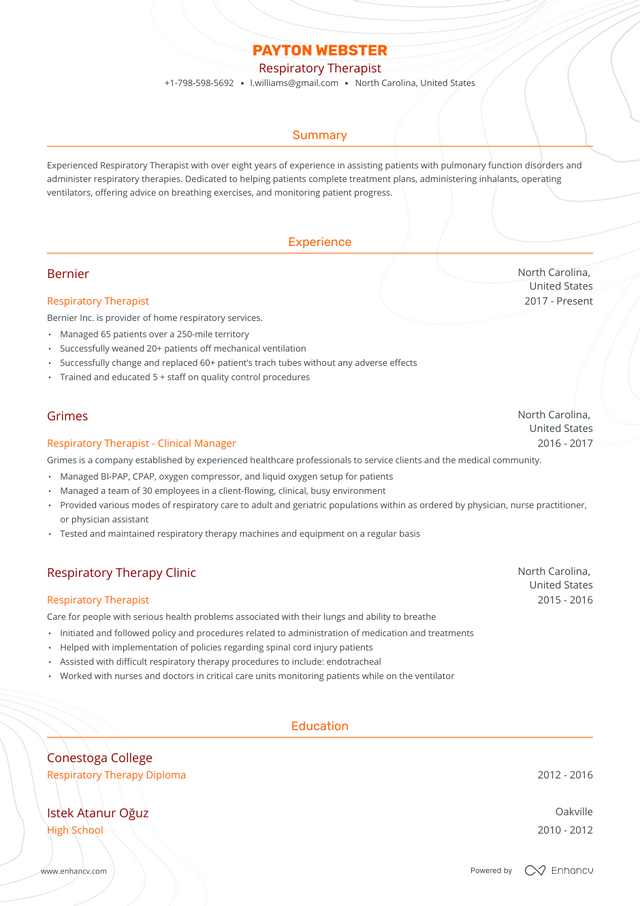 5 Respiratory Therapist Resume Examples & Guide for 2023